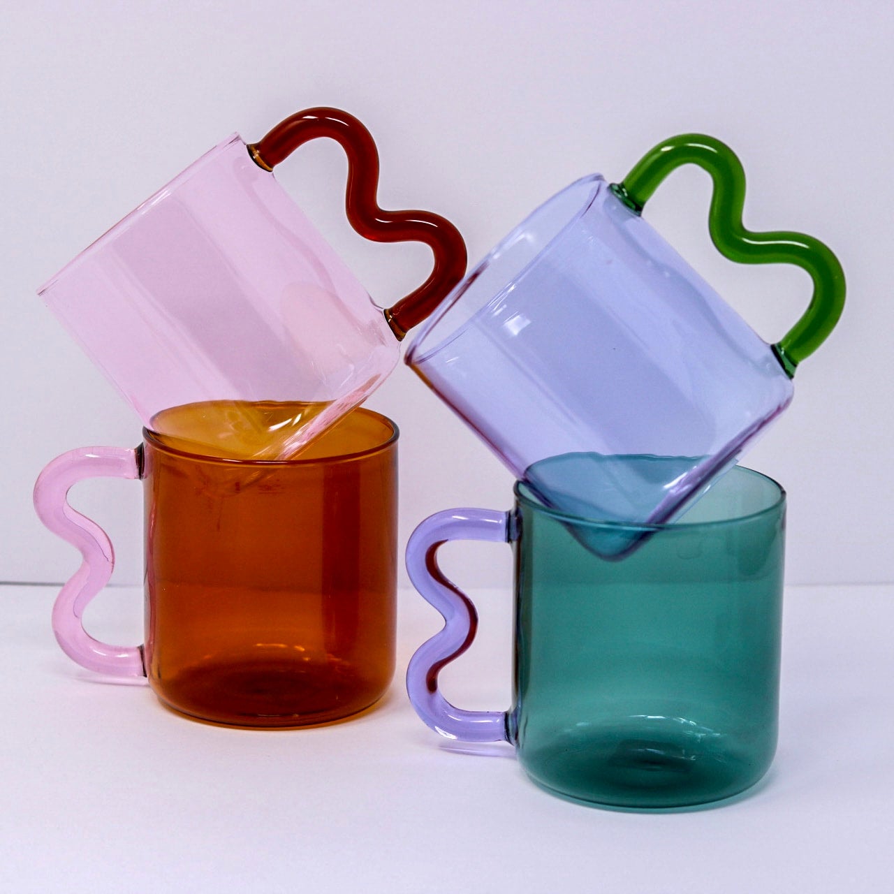 Glass Squiggle Mugs | Rail & Anchor
