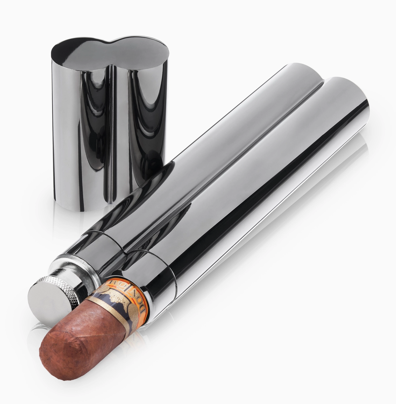 Viski Gunmetal Cigar Holder and Flask Gunmetal Black | Rail & Anchor