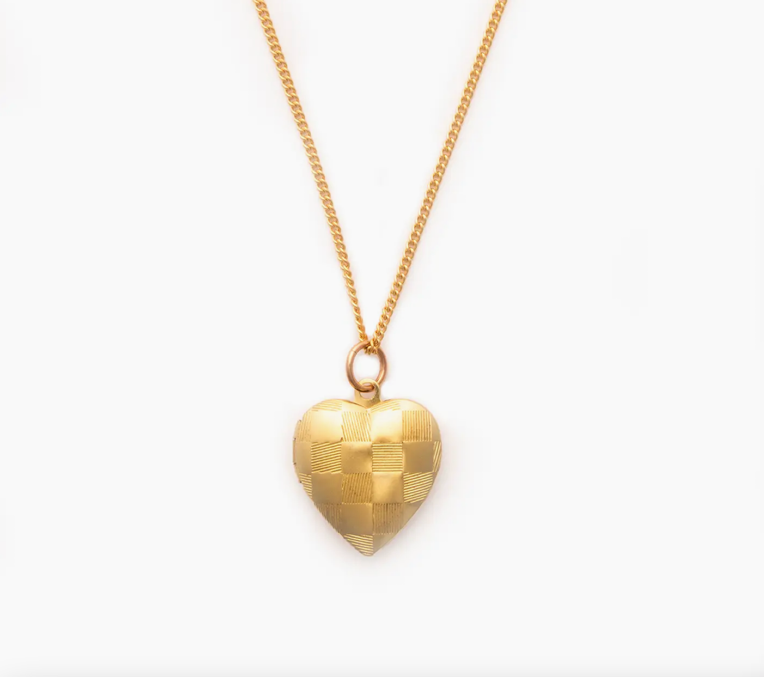 MS/Checkered Heart Locket Necklace | Rail & Anchor