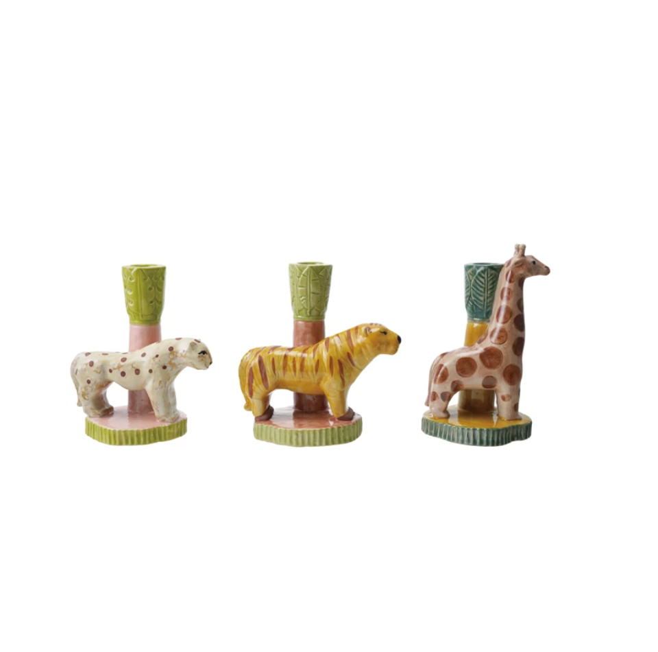 Stoneware Safari Animal Taper Holder | Rail & Anchor